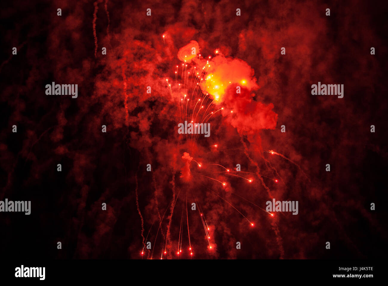 fireworks explosions in the night sky. Close-up. Holiday concept Stock ...