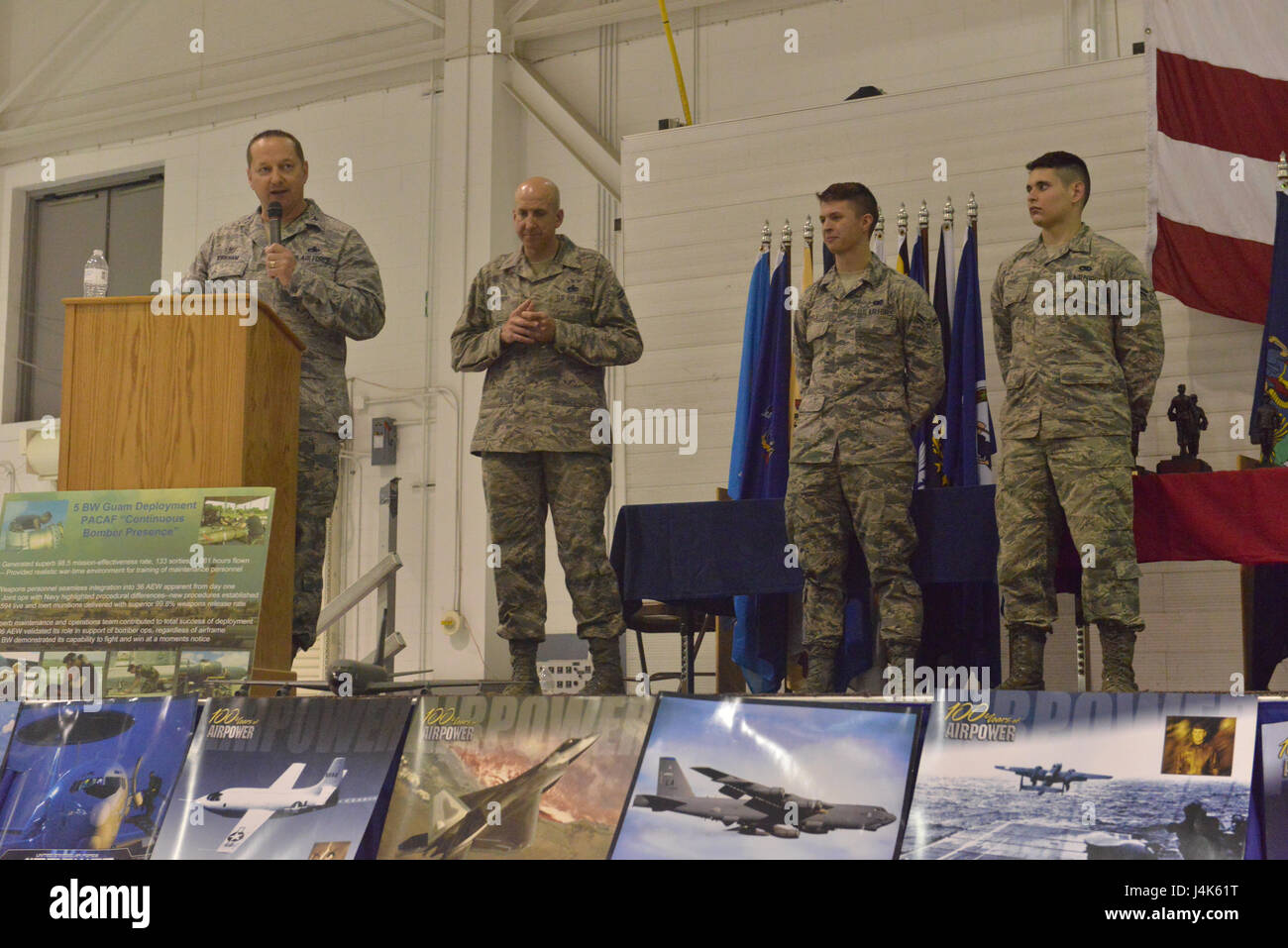 Col. Thomas Kirkham, 5th Maintenance Group commander, speaks during the ...