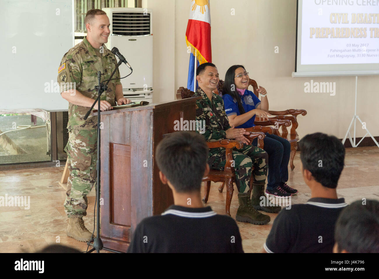 U.S. Army Capt. Dane Sawyer, 405th Civil Affairs Battalion, delivers ...