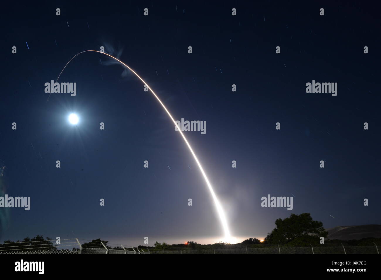 An unarmed Minuteman III intercontinental ballistic missile launches ...