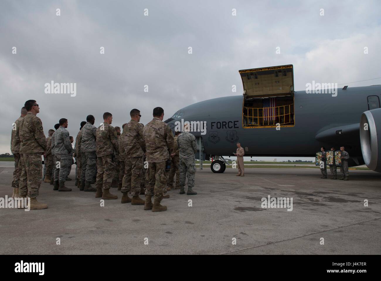 U.S. Airmen assigned to the 22 Expeditionary Air Refueling Squadron ...