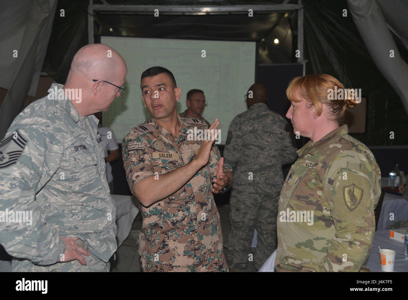 Members of the United States Air Force, United States Army and Jordan ...