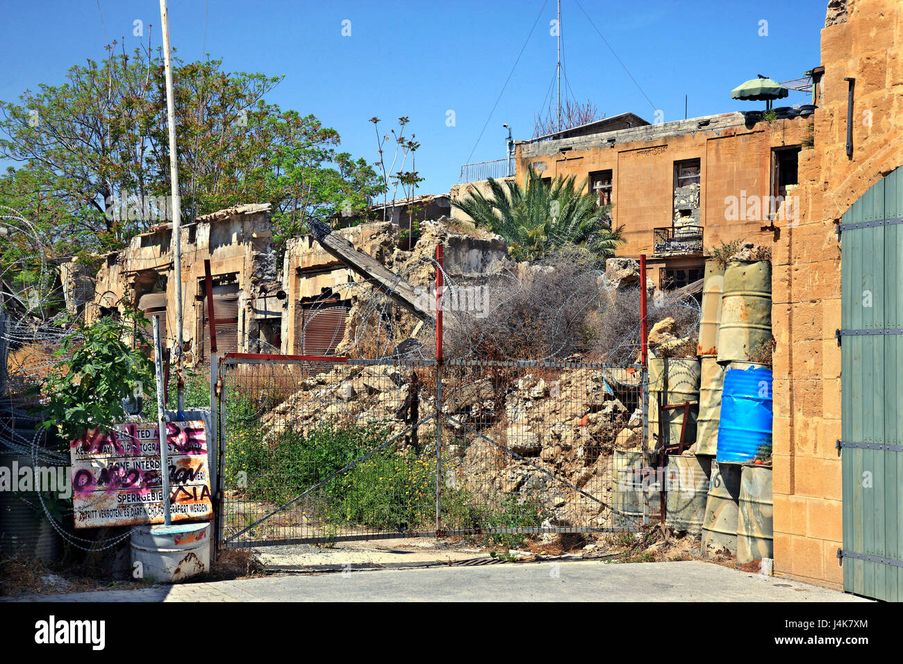 Part of the "Green Line" ("Buffer zone" or "Dead Zone") in the old town of Lefkosia (Nicosia ...