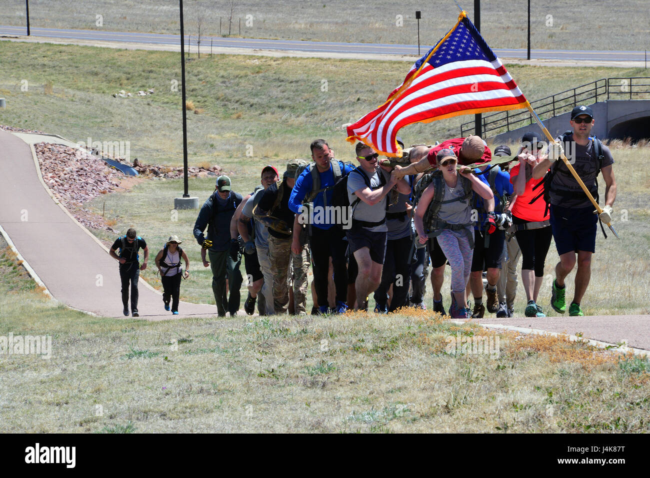 SCHRIEVER AIR FORCE BASE, Colo.-- Participants march to the top of the ...