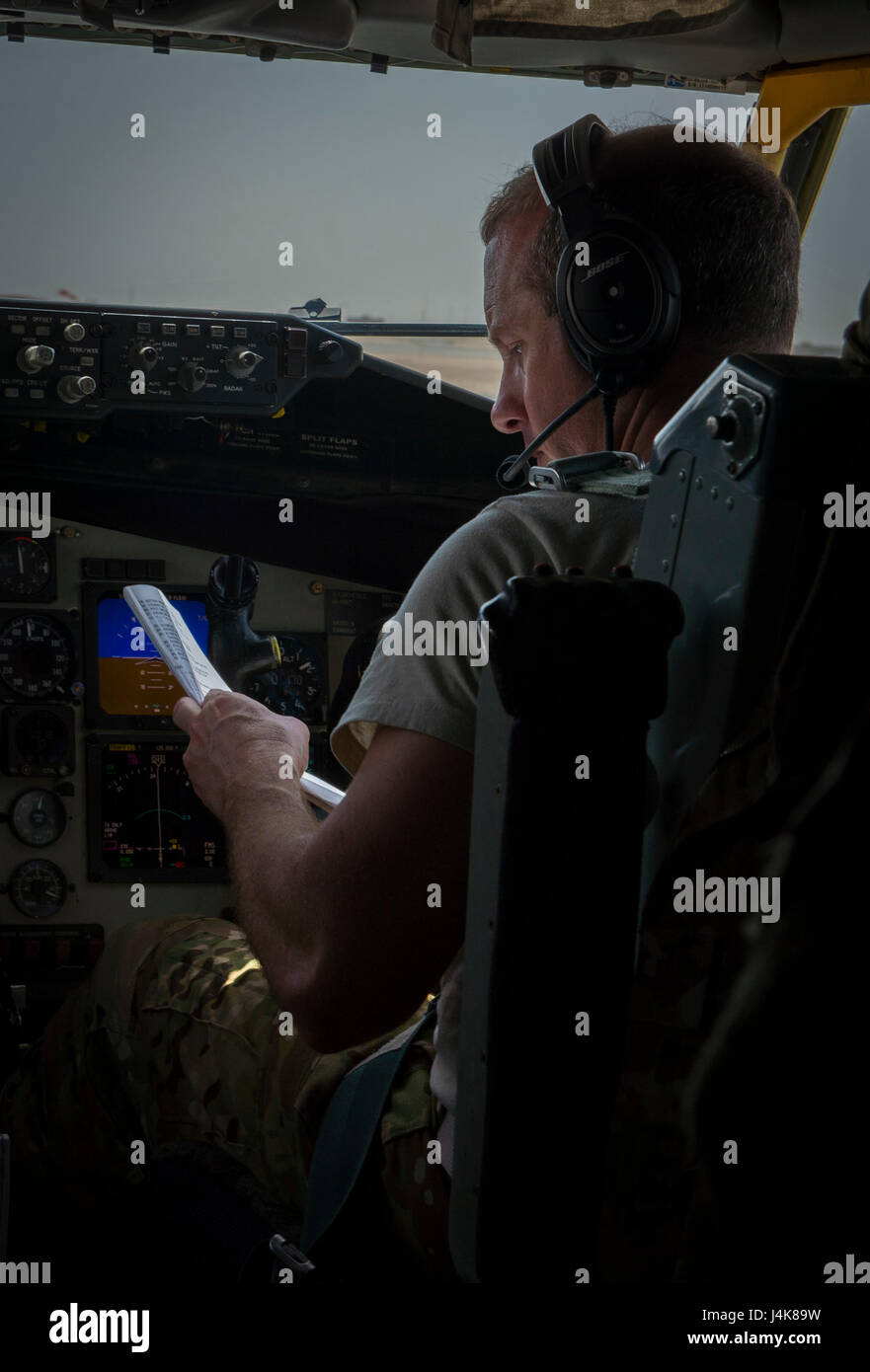 A U.S. Air Force KC-135 Stratotanker pilot, assigned to the 340th ...