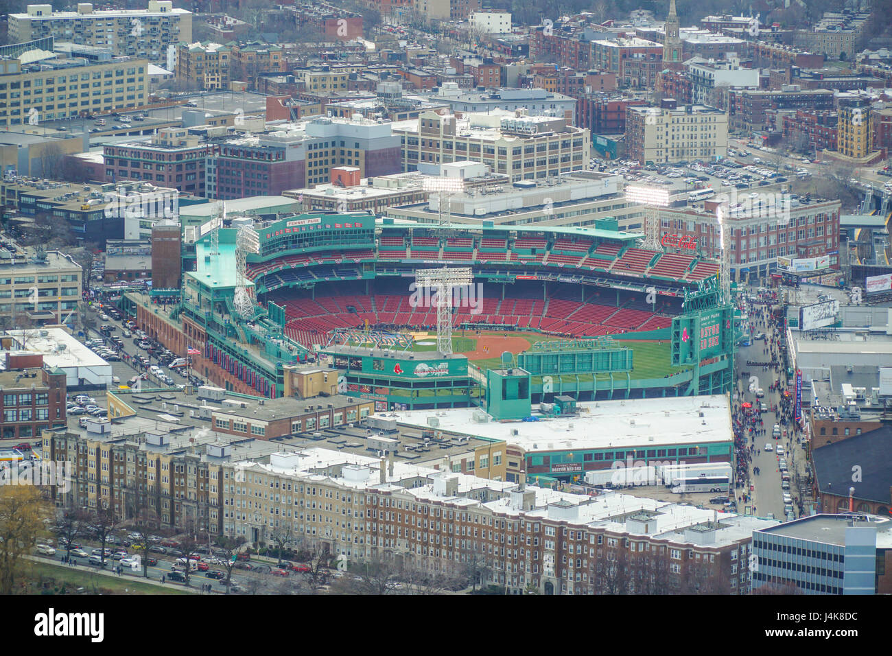 Fenway Park stadium in Boston - aerial view - BOSTON , MASSACHUSETTS ...