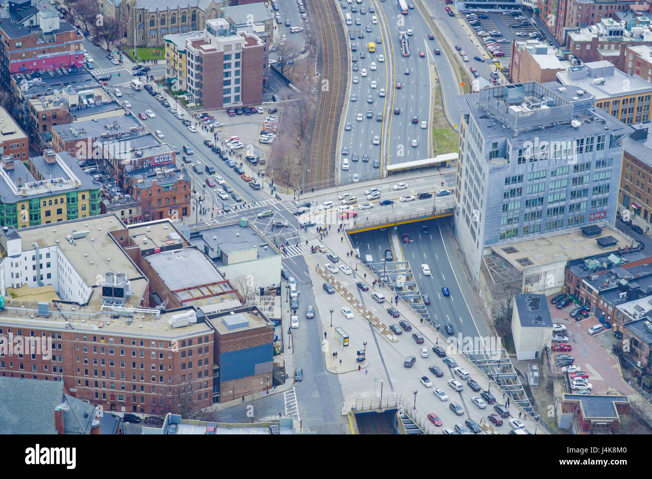 Street traffic in Boston at rush hour - aerial view - BOSTON ...