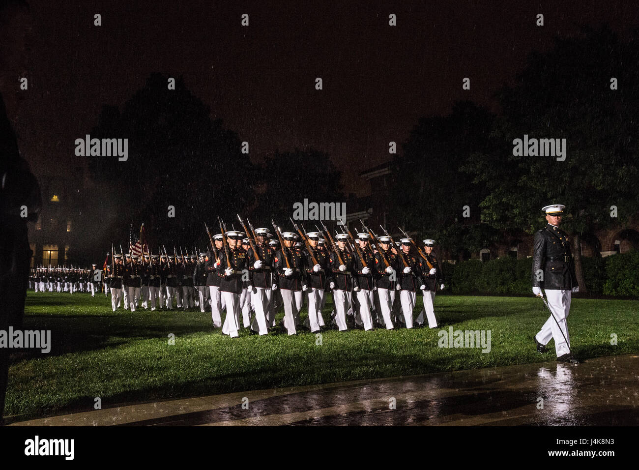 The U.S. Marine Corps Silent Drill Platoon conducts Pass and Review ...