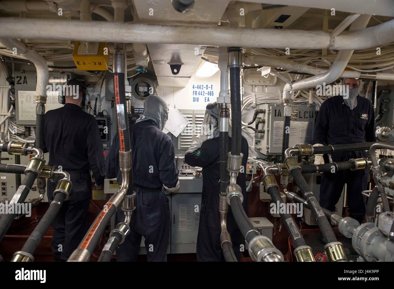 170506-N-FQ994-051 MEDITERRANEAN SEA (May 6, 2017) Sailors man aft ...