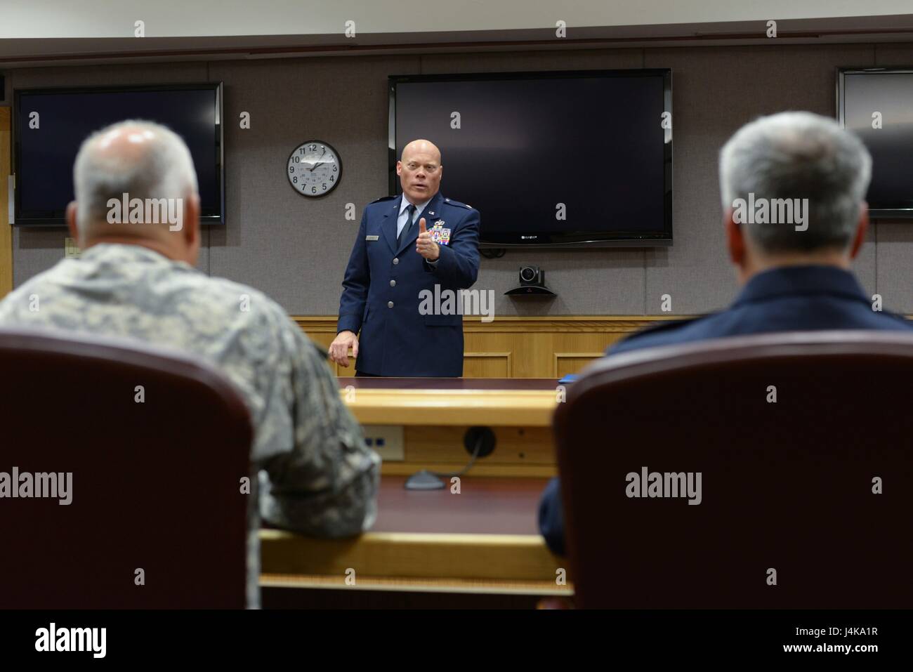 U.S. Air Force Maj. Richard Daigle speaks to attendees during his ...