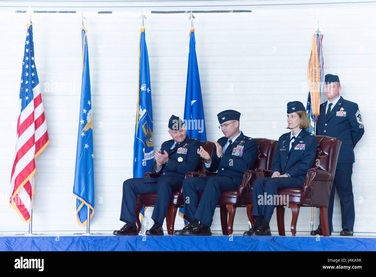 Maj. Gen. John P. Stokes, 22nd Air Force commander and Col. Michael ...