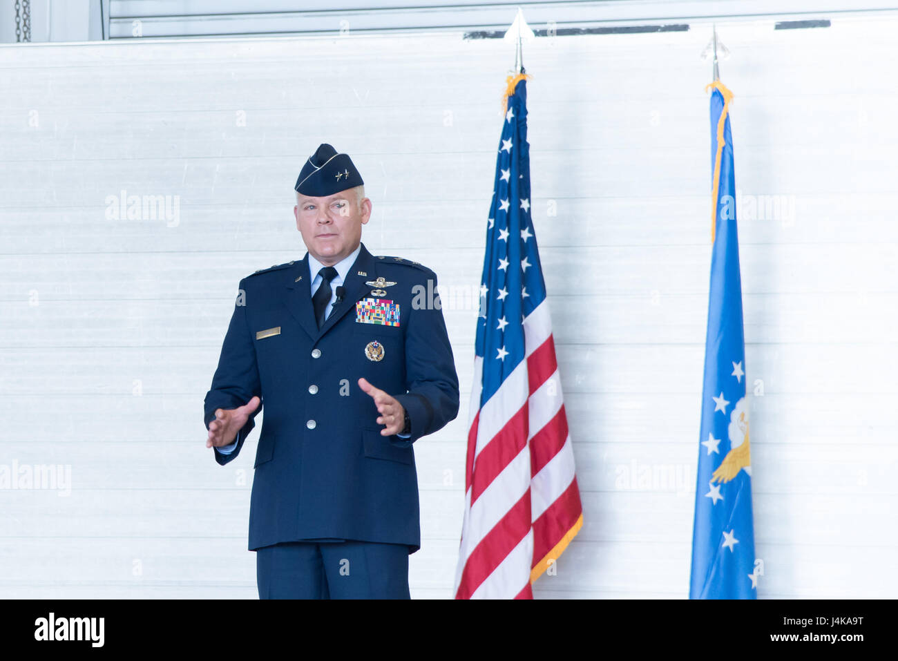Maj. Gen. John P. Stokes, speaks during the 403rd Wing change of ...