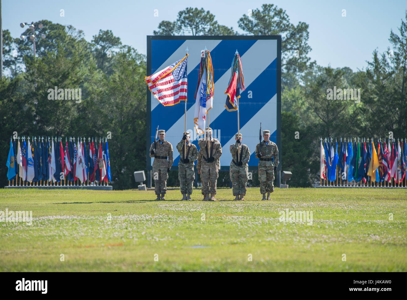 The 3rd Infantry Division color guard participates in the a division ...