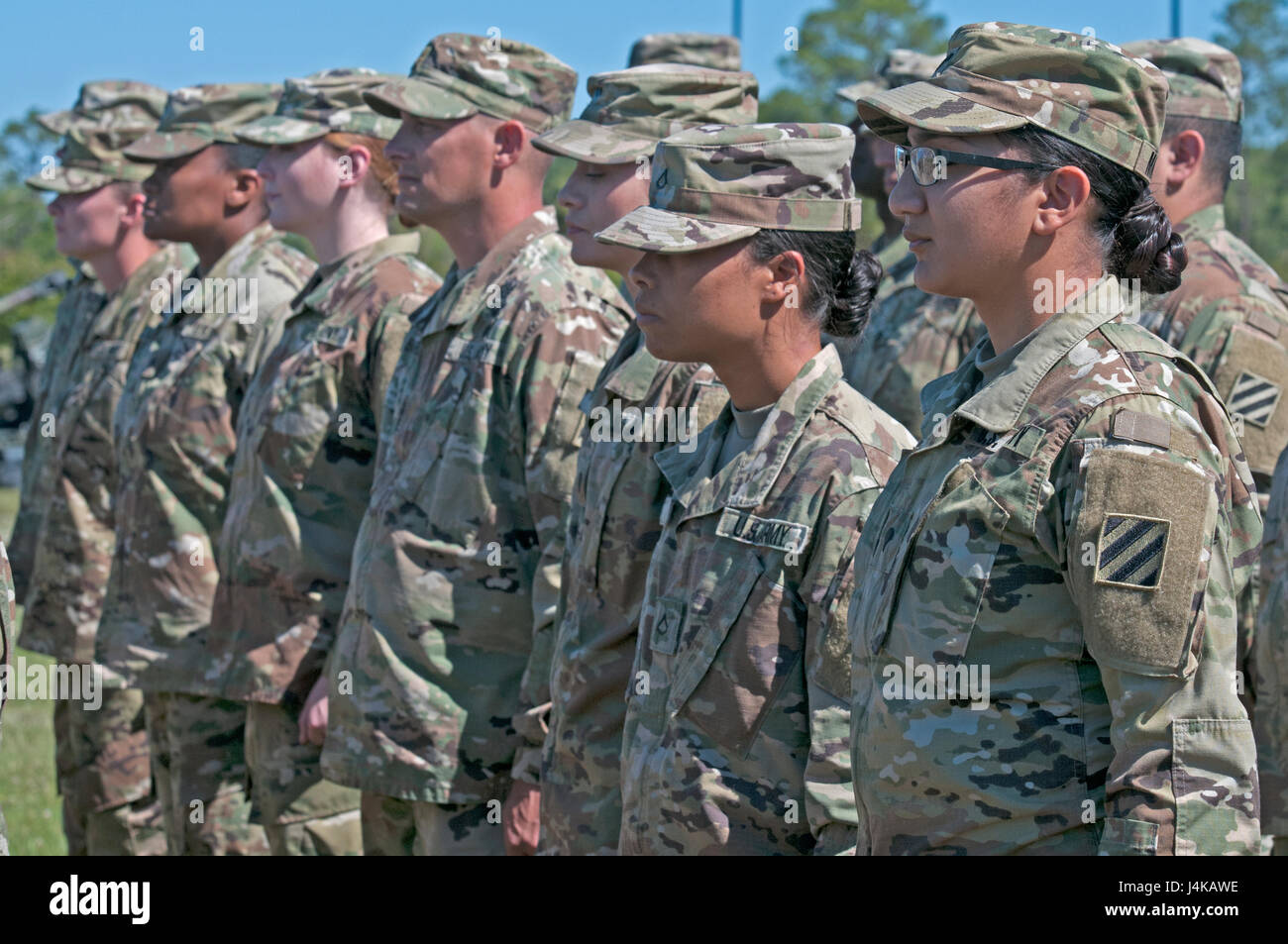 Soldiers of 3rd Infantry Division stand in formation during the ...