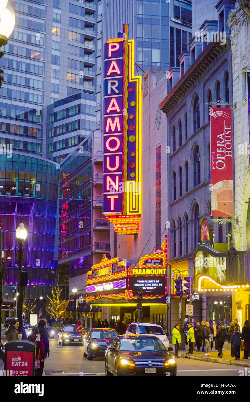 Famous Paramount Theatre in Boston - BOSTON , MASSACHUSETTS Stock Photo ...