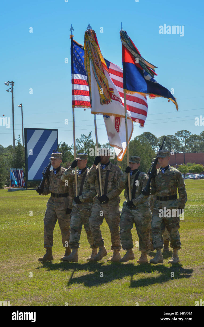 Soldiers assigned to the 3rd Infantry Division march down Cottrell ...