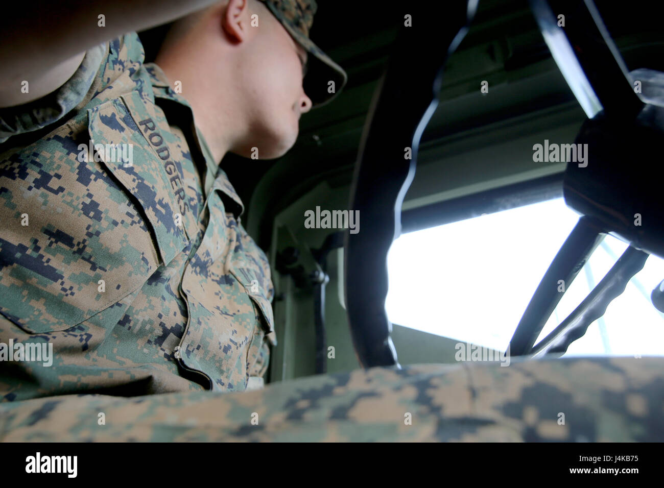 Pfc. Chase Rodgers operates a M970 semitrailer refueler truck during a ...