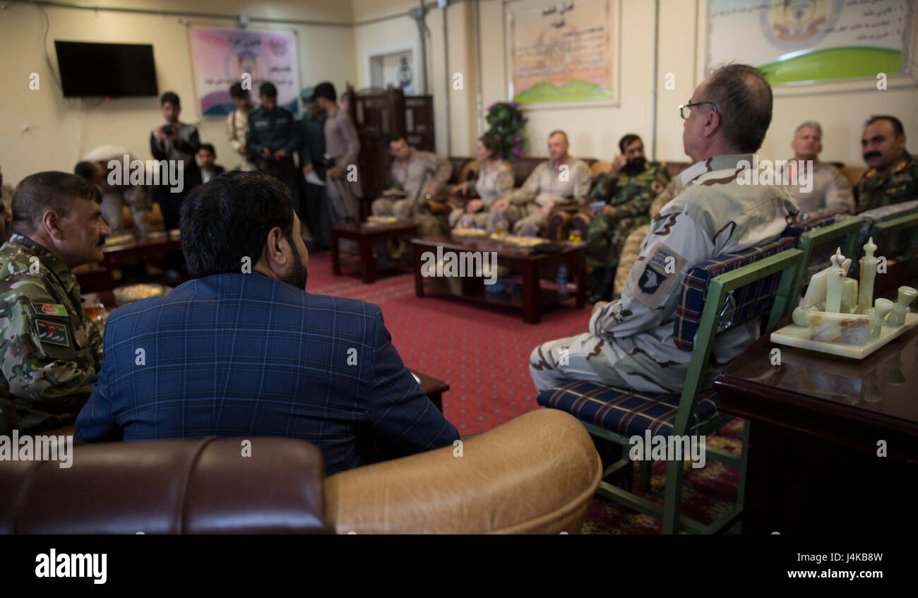 Governor Hayatullah Hayat, left, the governor of Helmand Province ...