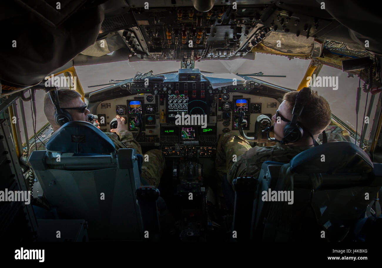 Two U.S. Air Force KC-135 Stratotanker pilots, assigned to the 340th ...