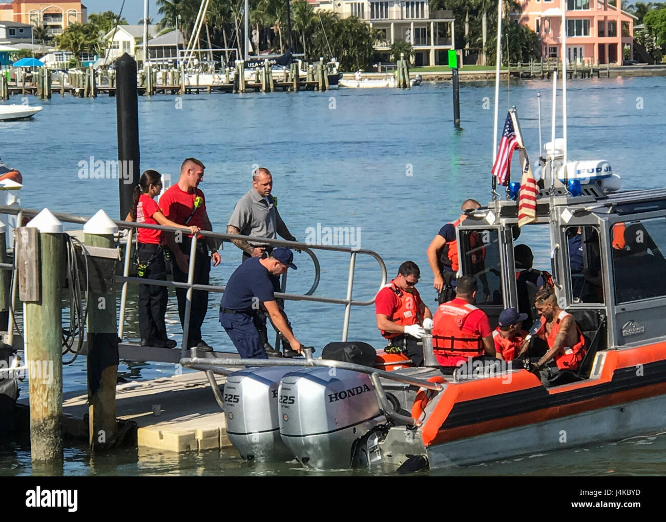 A Coast Guard 29-foot Special Purpose Craft-Shallow Water boat crew ...