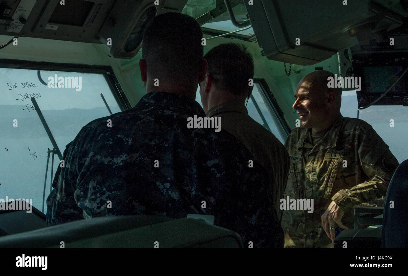 Brig. Gen. Jeffrey Kramer looks out over the Red Sea while aboard the ...