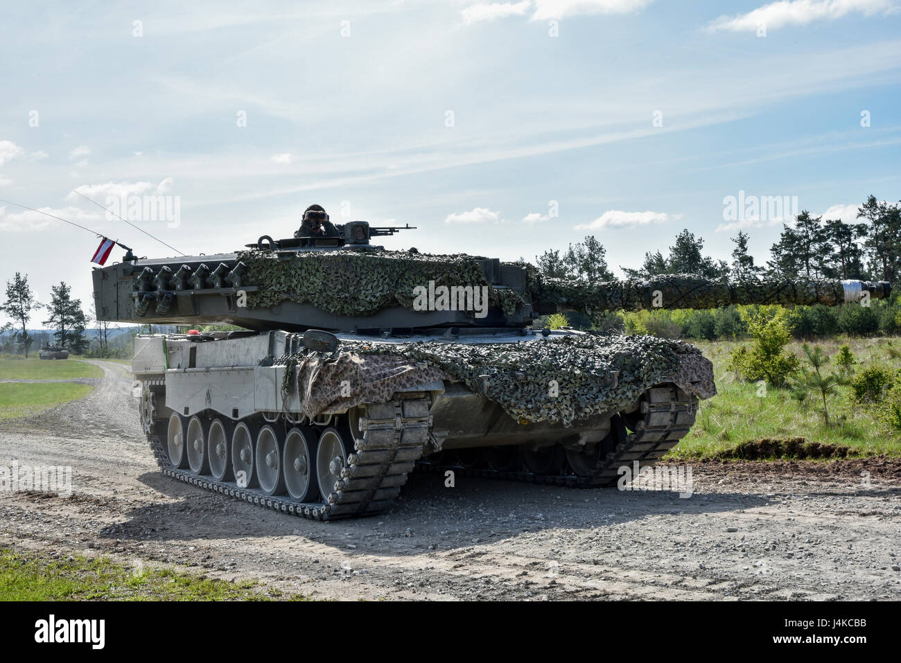 Austrian Leopard 2A4 tank crews conduct the vehicle identification lane ...