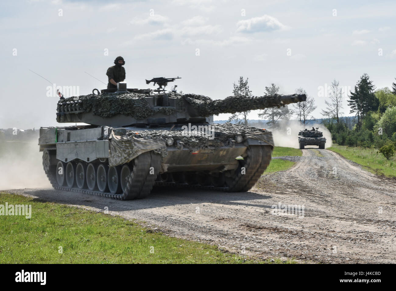 Austrian Leopard 2A4 tank crews conduct the vehicle identification lane ...