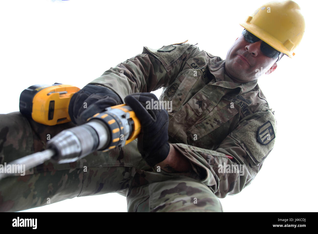 U.S. Army Sgt. Anthony Carrillo, with the 485th Engineer Company ...