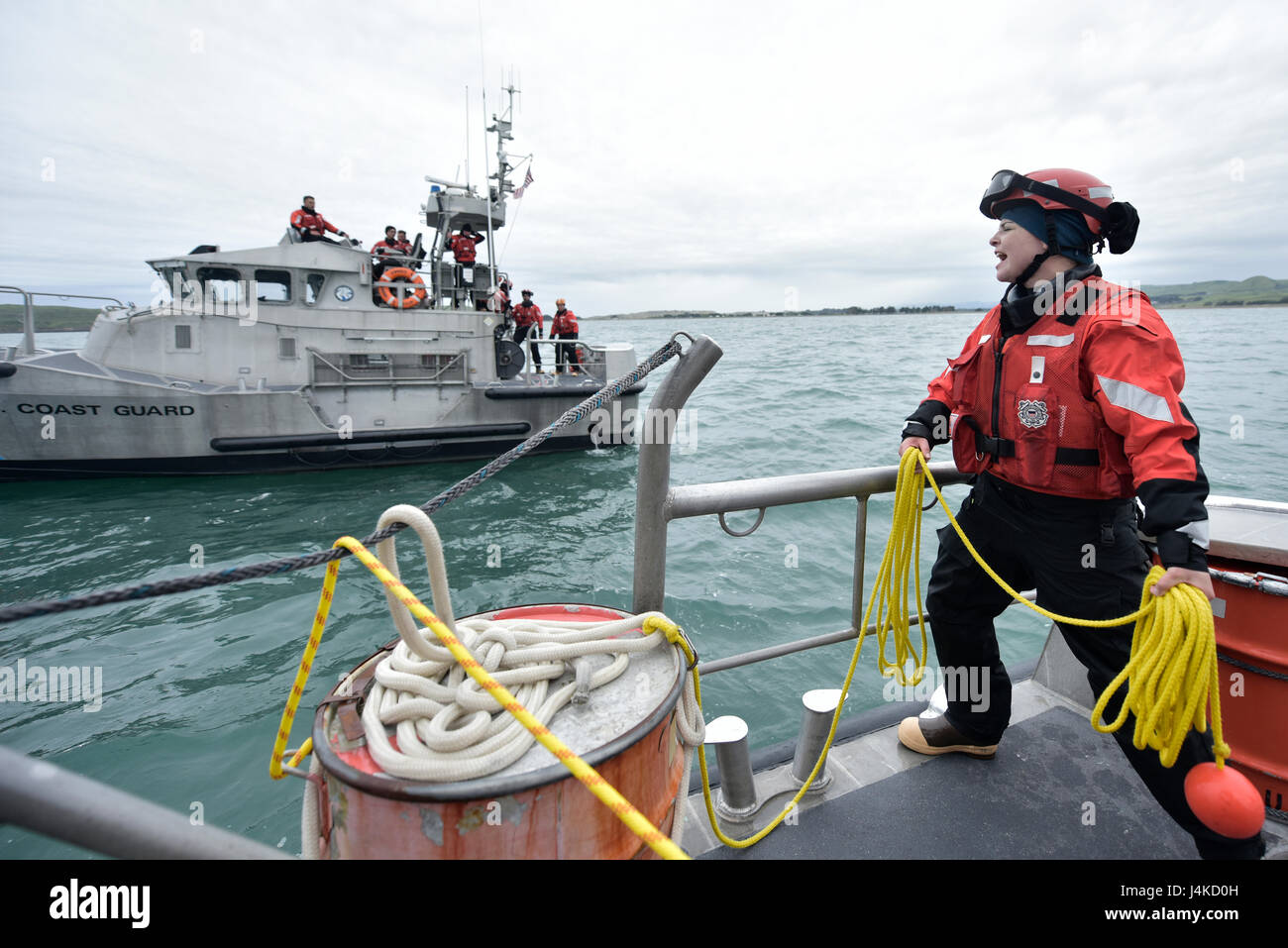 Seaman Julia Harris, a boat crew member at Coast Guard Station Bodega ...