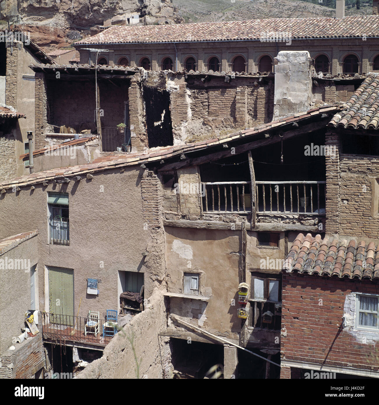 Spain, Zaragoza, residential houses, old, facades, detail Europe ...
