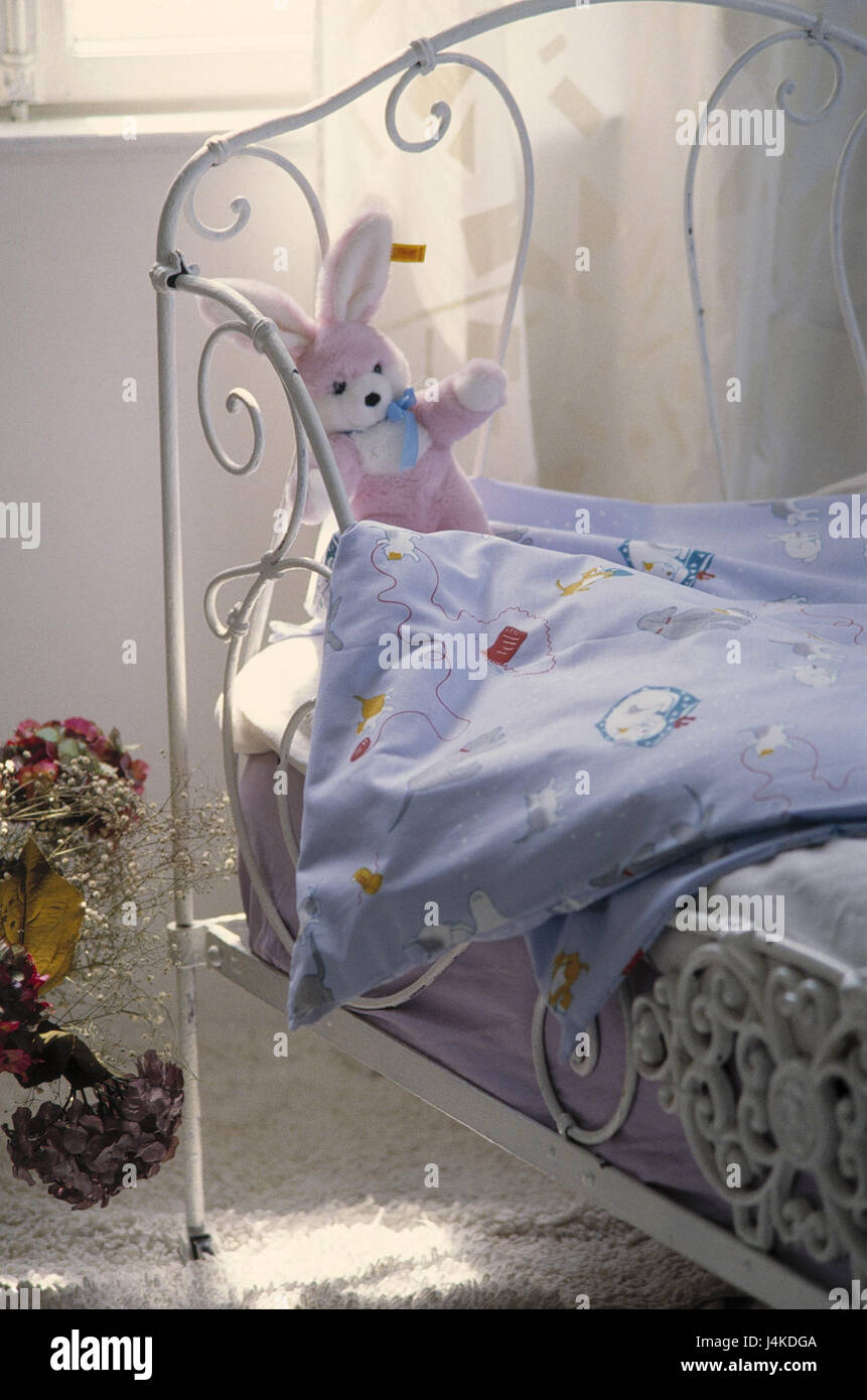 Children's room, bed, detail, soft toy bedroom, cot, soft toy ...