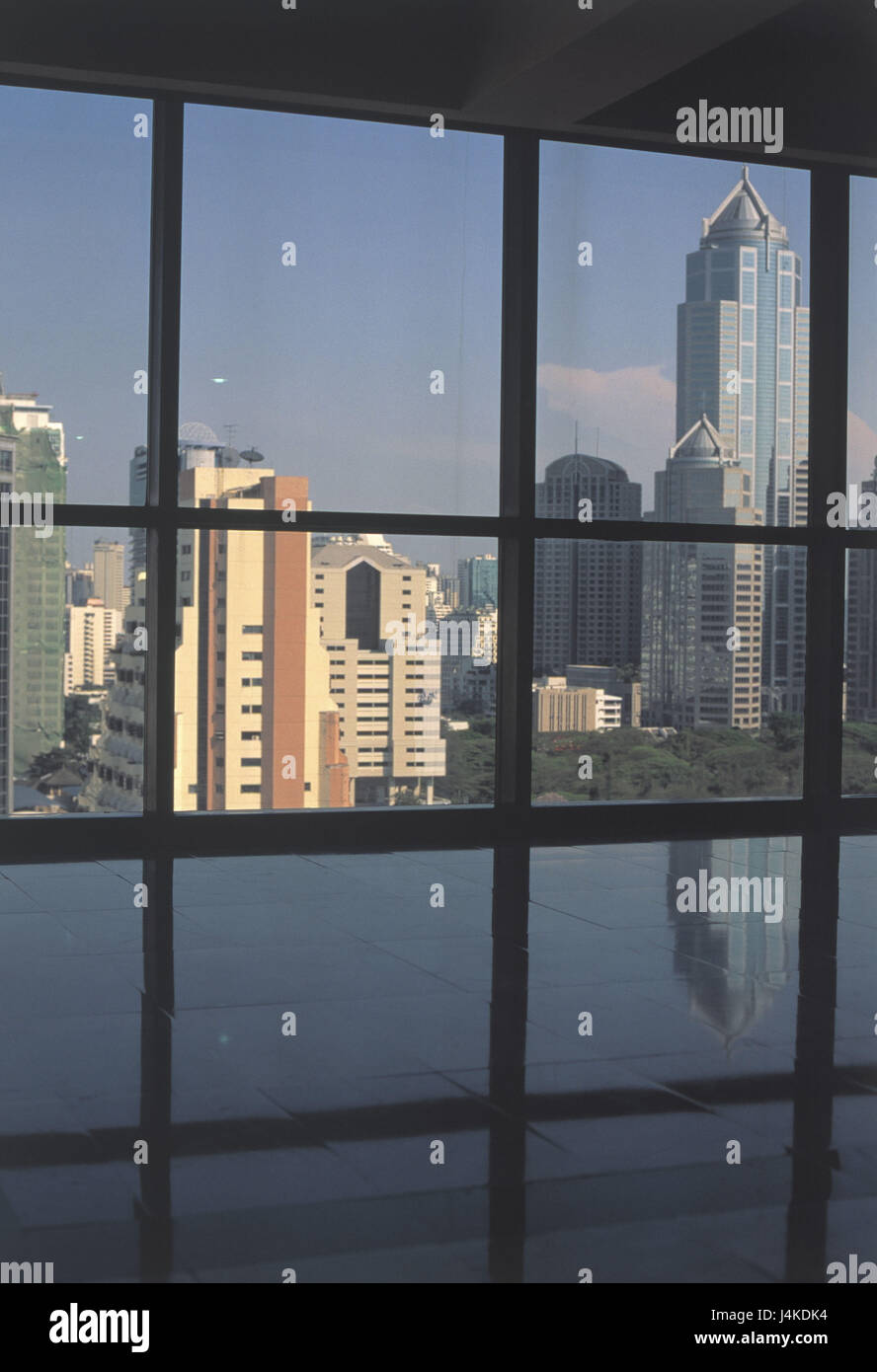 Thailand, Bangkok, window front, view, town, China Resources Tower Asia ...