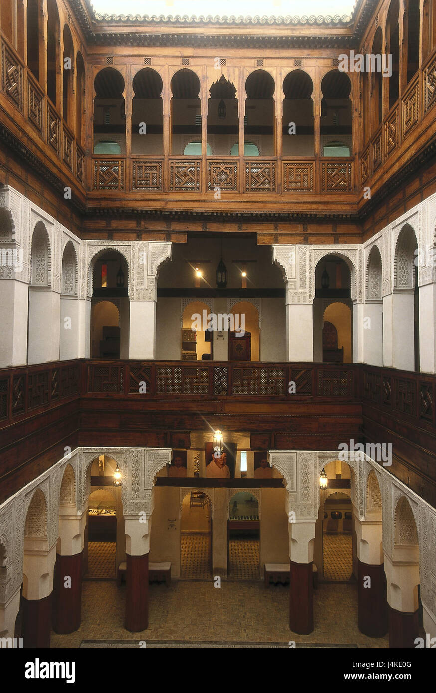 Morocco, fez, Fondouk Nejjarine, inner courtyard Africa, space ...