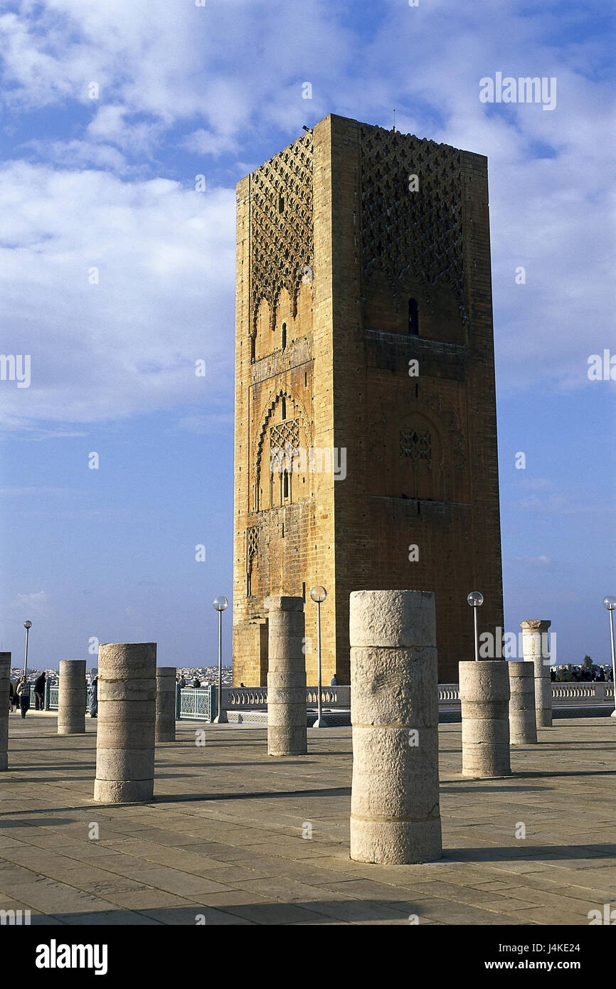 Morocco, Rabat, Hassan tower, pillars, view Africa, town, La tour ...