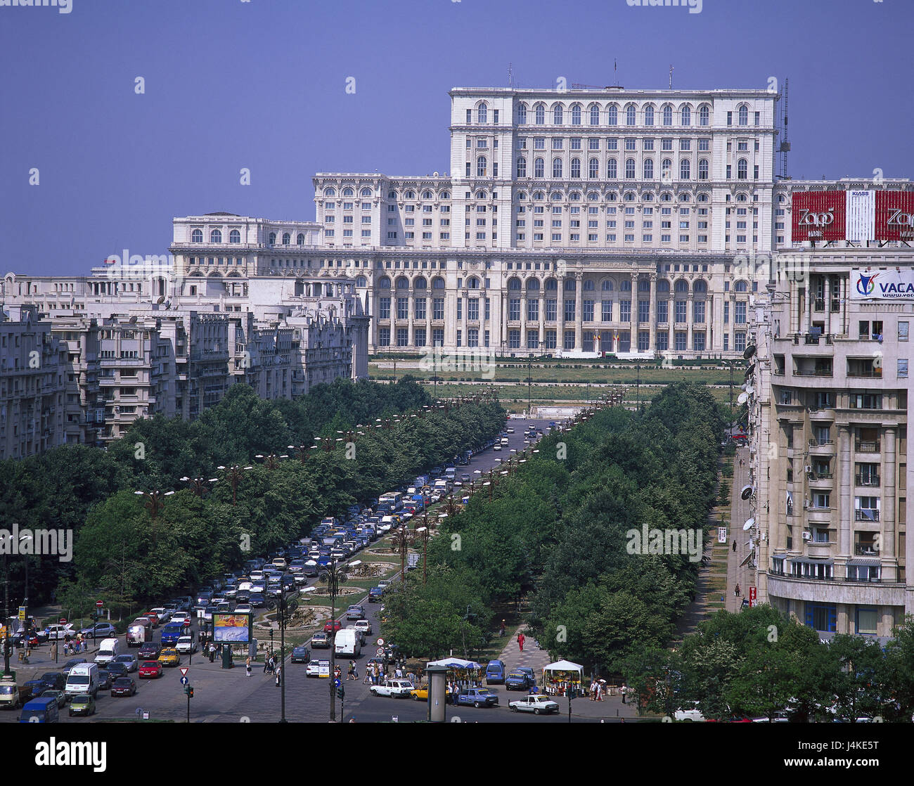 Romania, Bucharest, boulevard Unirii, street scene, view, Palatul ...