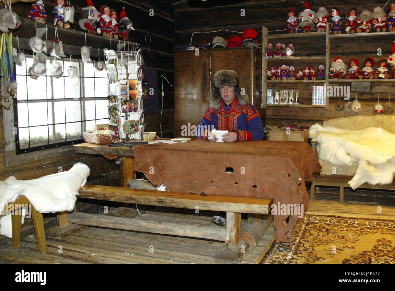 Finland, Lapland, souvenir business, man, national costume no model ...