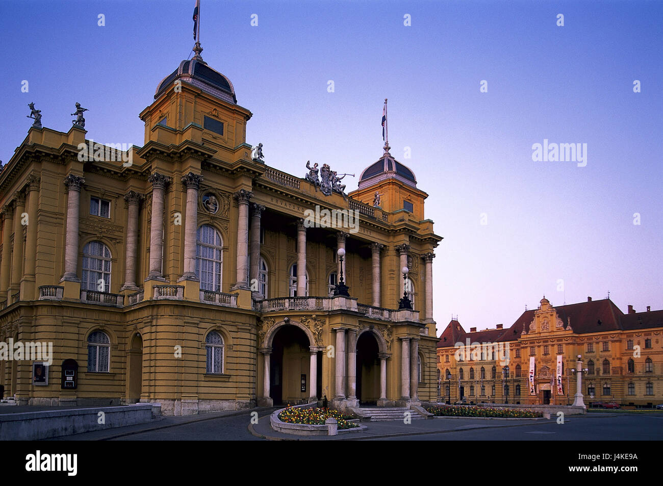 Croatia, Zagreb, Marshal Tito Platz, Croatian national theatre, evening ...