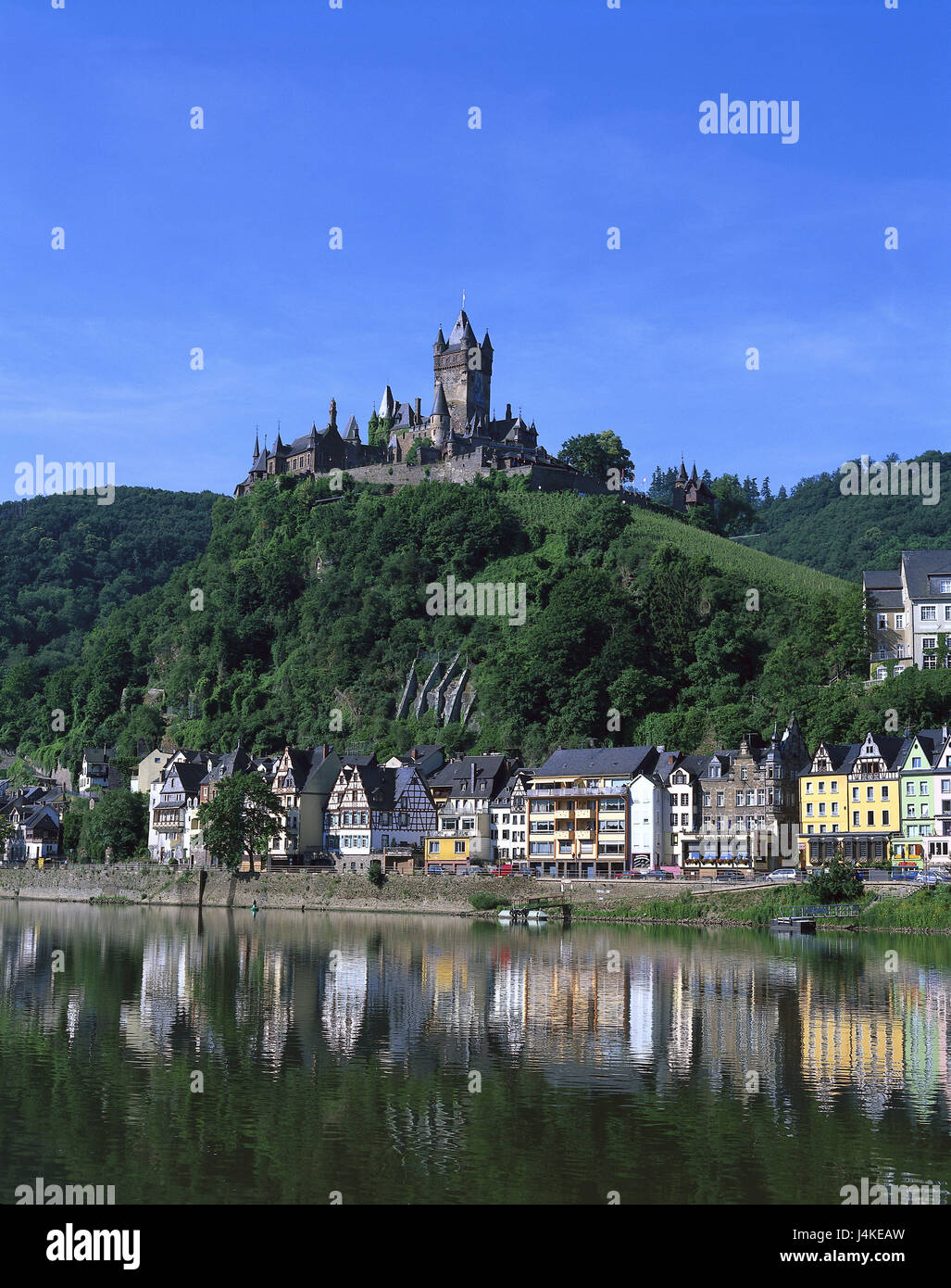 Germany, the Moselle, Cochem, town view, imperial castle of Europe ...