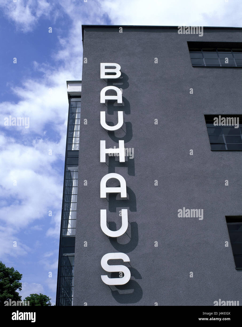 Germany, Saxony-Anhalt, Dessau, Bauhaus, in 1925, facade, detail Europe ...