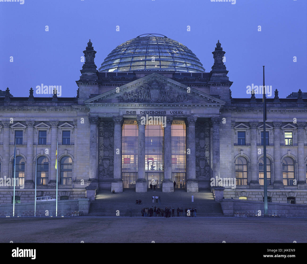 Germany, Berlin, Reichstag building, glass dome, lighting, evening only ...