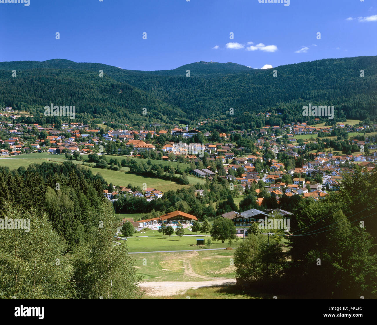 Germany, floor maize, town overview, background of tallness Arber ...