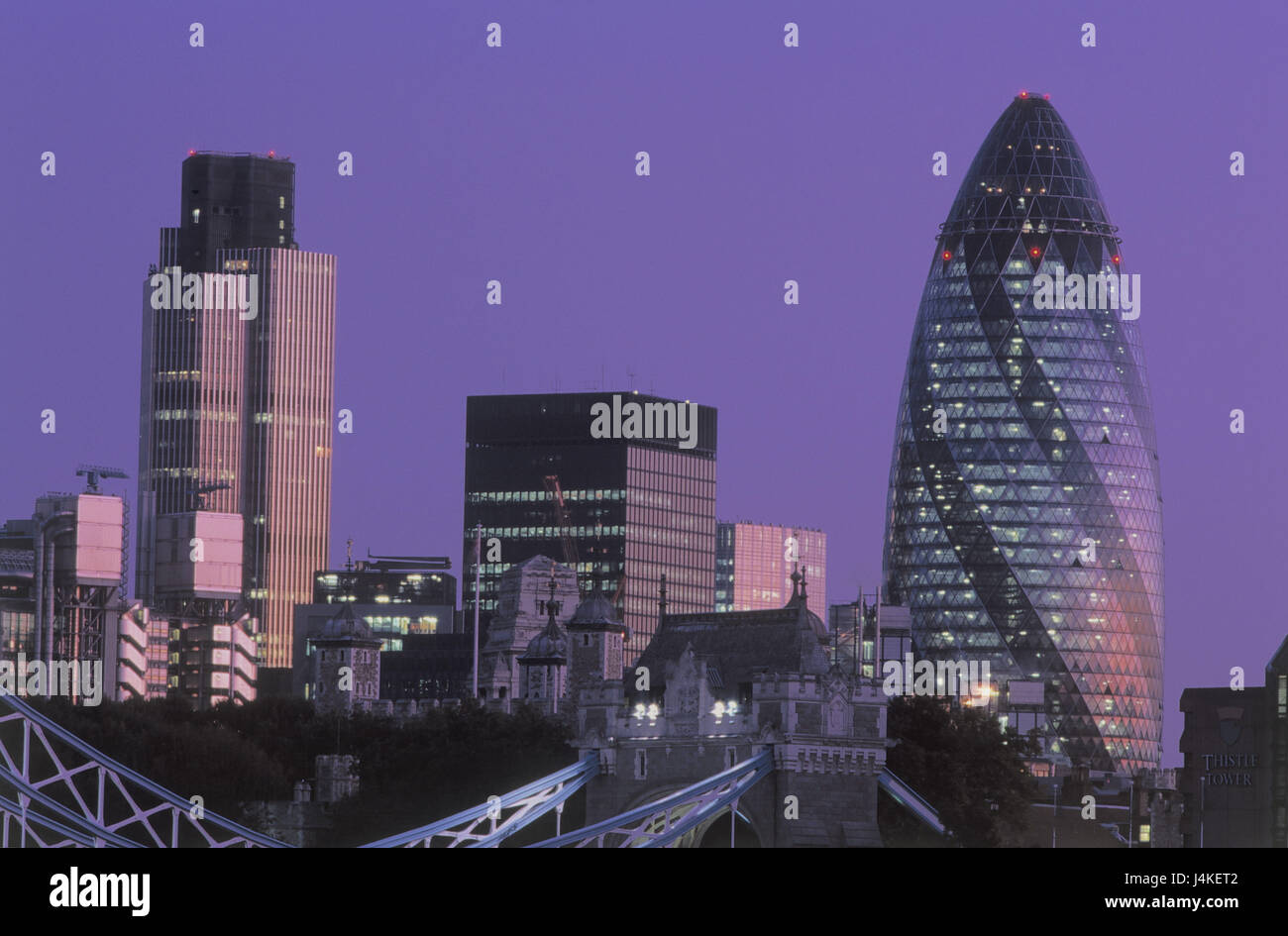 Great Britain, England, London, town view, high rises, Swiss Re ...