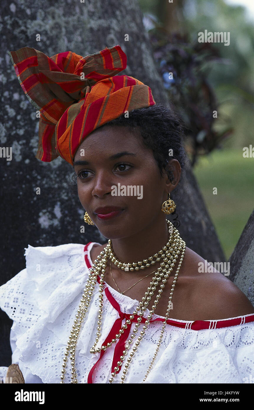 Martinique, woman, headgear, traditionally, portrait locals, swarthy ...