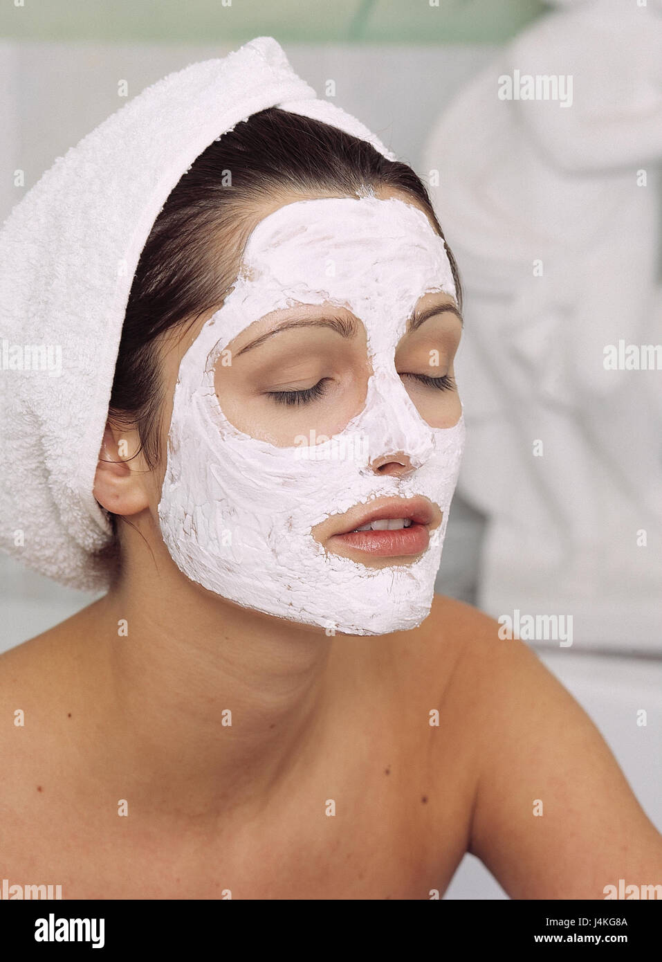 Bath, woman, mask, hairs, towel bathroom, facial care, care, shell care ...