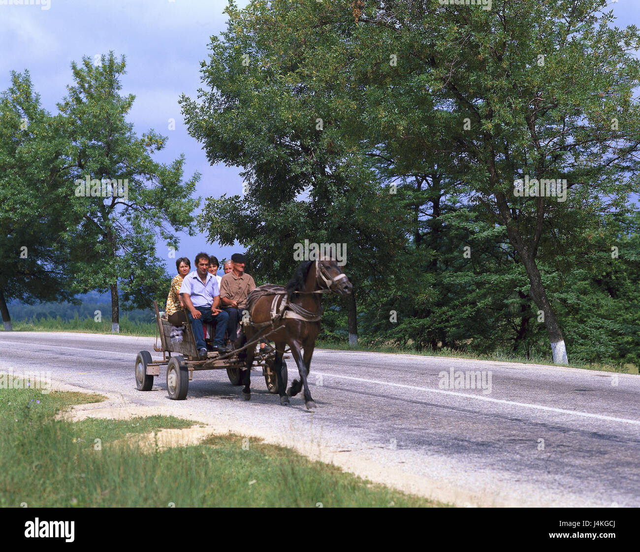 Romania, street, horse's carriage Southeast Europe, the Balkans ...