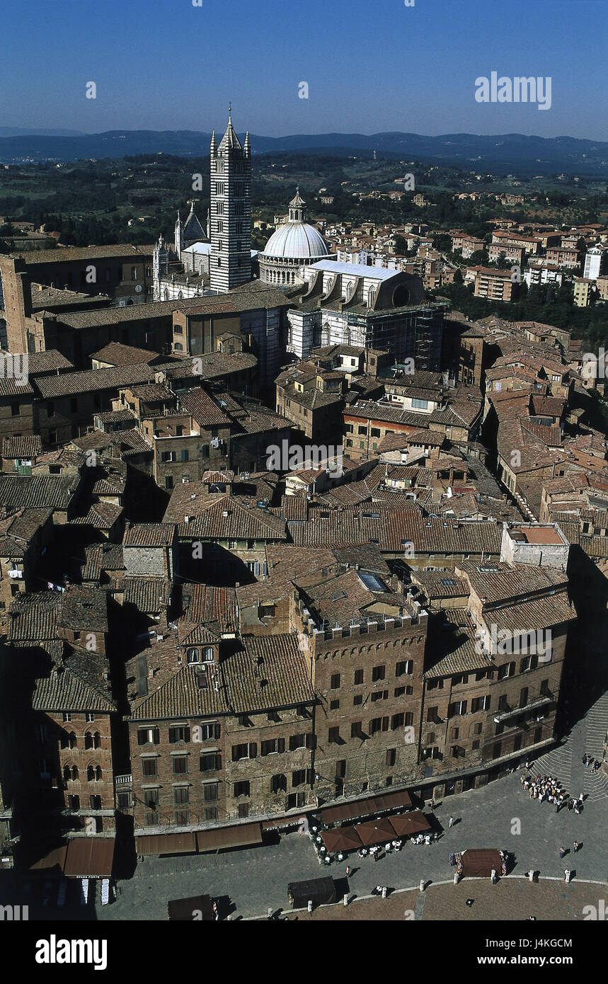 Italy, Tuscany, Siena, town view, cathedral town overview, houses ...