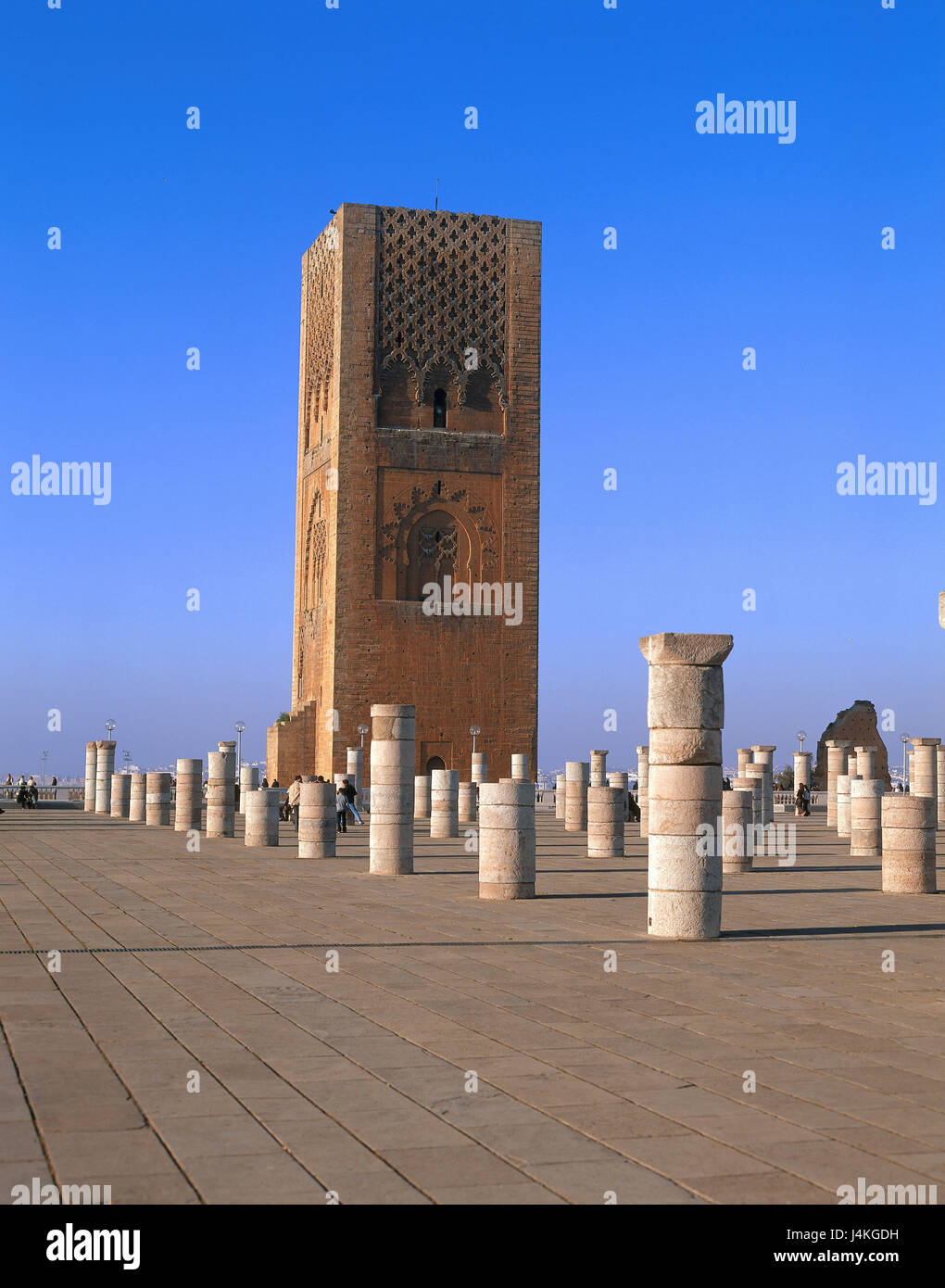 Morocco, Rabat, Hassan tower, pillars, tourists Africa, town, La tour ...