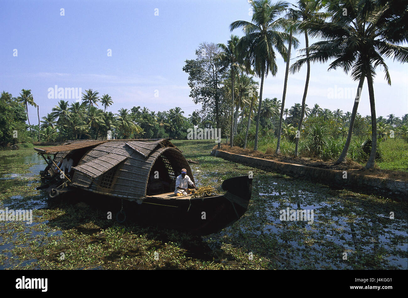 India, Kerala, Backwaters, houseboat Asia, South Asia, Hindi Bharat ...