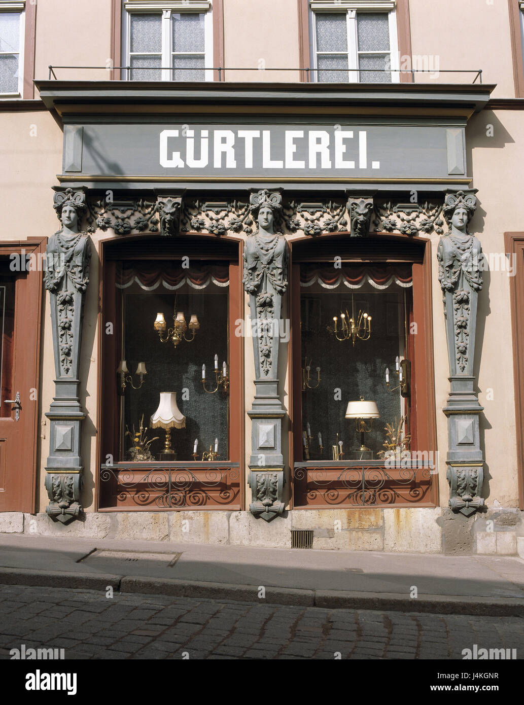 Germany, Thuringia, Weimar, Gürtlerei, detail, shop-window Europe, town ...