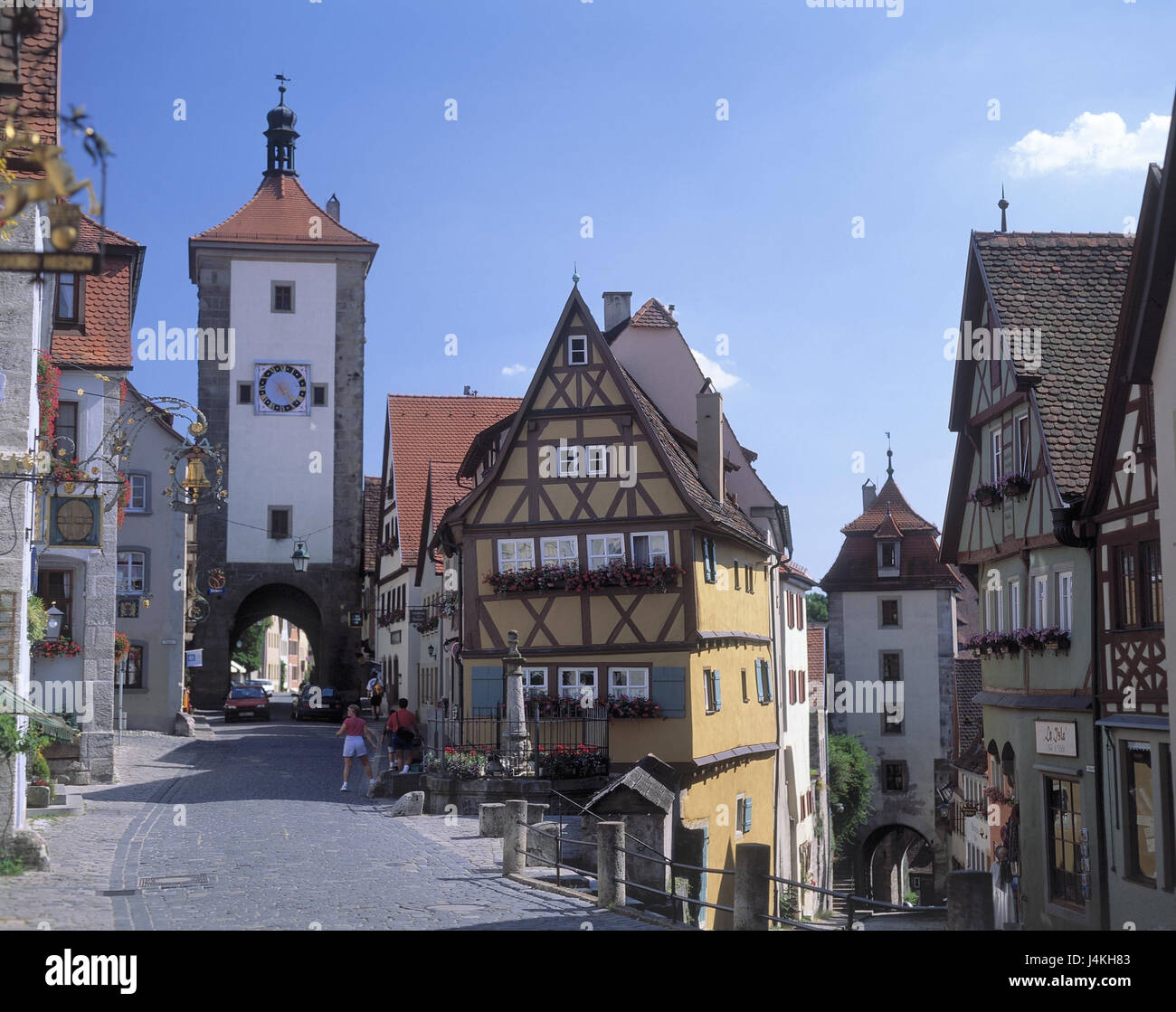 Germany, Rothen's castle whether the cock pigeon, town view, Plönlein ...